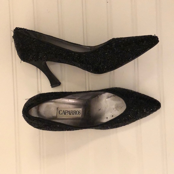 Caparros | Shoes | Caparros Vintage Black Full Beaded Sharp Toe Shoes ...
